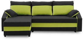 Rohová rozkládací sedací souprava HEWLET PLUS color Černá + zelená