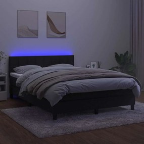 Box spring postel s matrací a LED černá 140x190 cm samet 3134401