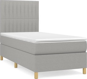 Box spring postel s matrací světle šedý 100 x 200 cm textil 3142473