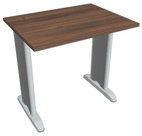 Stůl pracovní rovný 80 cm hl. 60 cm - Hobis Flex FE 800 Dekor stolové desky: ořech, Barva nohou: Stříbrná