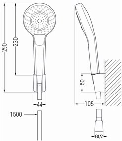 Mexen příslušenství - ruční sprchový set Oval R-05, 3-funkce, chrom, 785055052-00