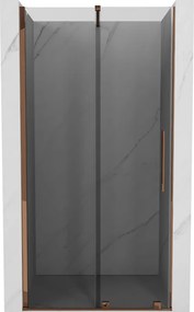 Mexen Velar, posuvné sprchové dveře do otvoru 90 cm, 8mm šedé sklo, růžové zlato, 871-090-000-41-60