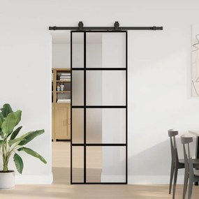 Posuvné dveře se sadou kování černé 76x205 cm Tvrzené sklo 3375920