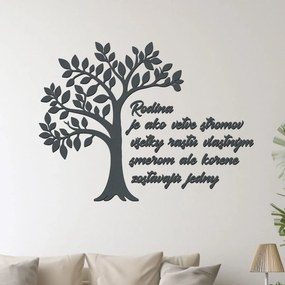 dřevo života Dřevěný strom Rodina jsou kořeny ve slovenštině Zvolte rozměr (cm): 53x40, Zvolte barvu dekoru: Antracitová