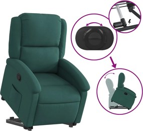 Zvedací polohovací křeslo tmavě zelené textil 3204170