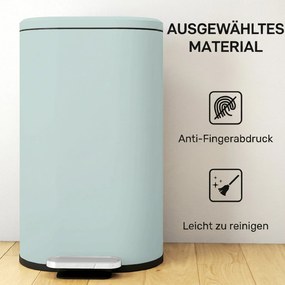 HOMCOM 30 l pedálový odpadkový koš s tichým dovíráním víka, funkcí zajištění otevření, vyjímatelným vnitřním kbelíkem, zelený (36,5 × 31 × 61 cm)