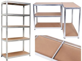 Regál 180x90x30 cm stříbrný