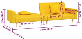 2místná rozkládací pohovka se 2 polštáři žlutá textil - Default Title