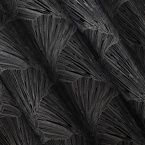 Černý sametový závěs na kroužcích GOJA s lesklým potiskem 140x250 cm