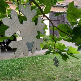 Vánoční ozdoba vločka I, pr. 80 cm, stříbrná, překližka, venkovní