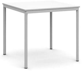 B2B Partner Stůl jídelní, 800 x 800 mm deska bílá, podnož sv. šedá