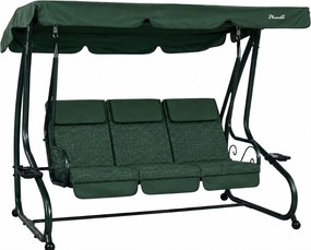 GardenLine Luxusní zahradní houpačka s lůžkem a držáky na nápoje pro 3 osoby 200 × 120 × 164 cm SORENTINO Mesh Green zelená