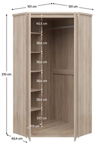 Kondela Rohová skříň 2D, dub sonoma, NORTY TYP 27