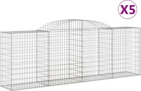 Klenuté gabionové koše 5 ks 300x50x100/120cm pozinkované železo 3146704