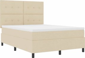 Postel s boxspringem s čelo Krémová 140 x 200 cm textil 3339397