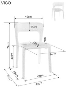 Čalouněná jídelní židle Vico světle šedá