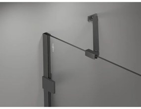 Mexen Lunar, pětiúhelníkový sprchový kout naklápěcí doleva 90 x 90 cm, 8mm čiré sklo, pistolově šedý kartáčovaný - 831-090L-090P-66-00-L
