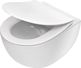 Deante Peonia Zero, závěsná WC mísa RimFree 51 x 36 cm + toaletní sedátko s pomalým zavíráním, bílá, CDED6ZPW