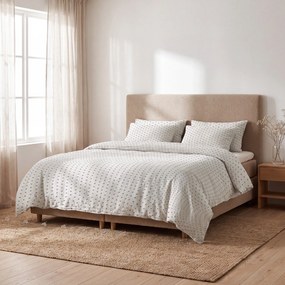 Mušelínové prodloužené povlečení Srdíčka - hnědé Velikost: 140 x 220 + 70 x 90