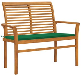 Zahradní lavice se zelenou poduškou 112 cm masivní teak,  3062654