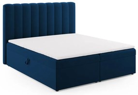 Tmavě modrá boxspring postel s úložným prostorem 180x200 cm Gina – Milo Casa