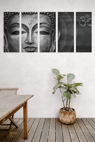 5-dílný obraz tvář Buddhu v černobílém provedení Varianta: 100x50