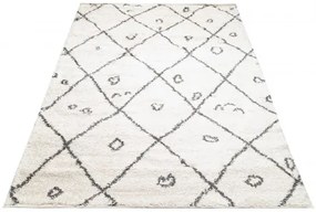 Kusový koberec Shaggy DELHI 4078A krémový šedý Rozměr: 80x150 cm