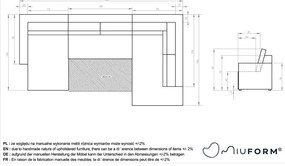 Světle šedá manšestrová rozkládací rohová pohovka (pravý roh/do "U") Brave Dave – Miuform