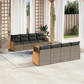 9dílná zahradní sedací souprava s poduškami šedá polyratan 3227502