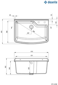 Deante Garden, výlevka z polypropylenu 610x445x302 mm B/O, 2" + sifon, 1-komorová, šedá, ZYT_310B