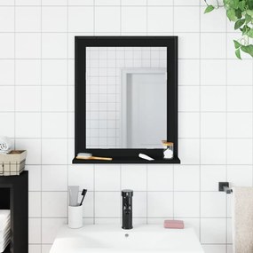 Koupelnové zrcadlo s poličkou černé 50 x 12 x 60 cm kompozit