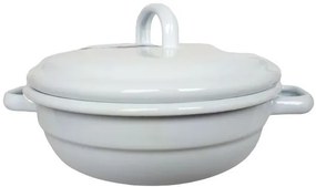 Bílá smaltovaná mísa s pokličkou White blue - Ø 16*8cm