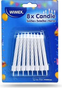 Wimex 37120 - narozeninová svíčka 8 × 80 mm, bílá - 8 ks