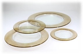 BDK-GLASS Kulaté talíře BAND - s béžovým okrajem Průměr: 20cm