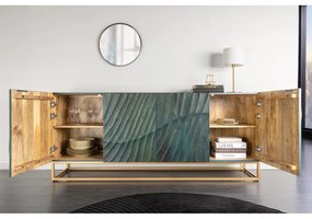 Massive home | Příborník SCORPION 180cm 3D mangovníkové dřevo tyrkysově zlaté