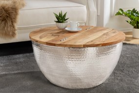 Invicta Konferenční stolek ORIENT 60cm stříbrný s úložným prostorem 40109