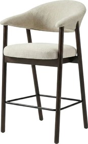 Hnědá/krémová čalouněná barová židle s područkami (výška sedáku 67 cm) Elk – Unique Furniture