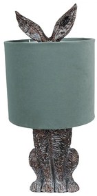 Šedá stolní lampa králík se zeleným stínidlem Rabbi - Ø 20*43 cm