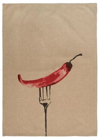 SCANquilt utěrka DEKORO chili béžovočervenočerná 50 x 70 cm