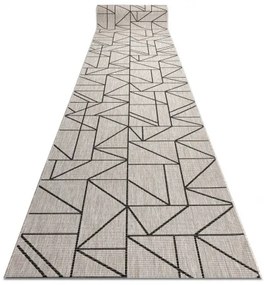 Běhoun Sisal FLOORLUX 20605 Trojúhelníky stříbrný / černý Šíře: 100 cm
