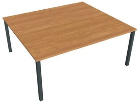 Dvojstůl pracovní rovný 180×160 cm - Hobis Uni USD 1800 Dekor stolové desky: olše, Barva nohou: černá