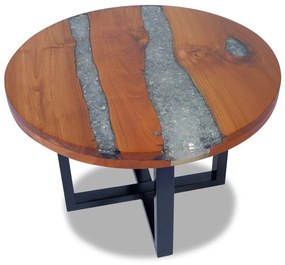243466 vidaXL Konferenční stolek, teak a pryskyřice 60 cm