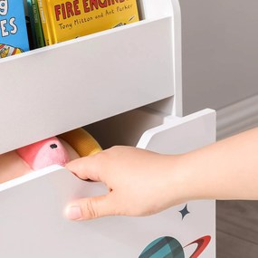 Úložný box na hračky, knihovna s vyjímatelným kolečkovým boxem