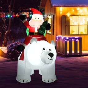 Costway Nafukovací lední medvěd a jezdecký Santa Claus, vánoční figurka s LED