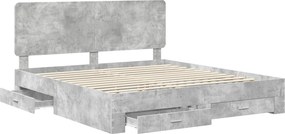 Rám postele s čelo Betonově šedá 200 x 200 cm Kompozitní dřevo 3412745
