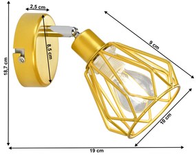 Nástěnná lampa, zlatá/kov, OKIRA TYP 2