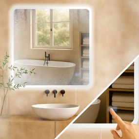 Koupelnové zrcadlo Jericho 80x80 bez Bluetooth – čiré sklo