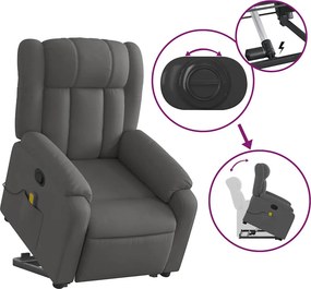 Zvedací masážní polohovací křeslo tmavě šedé textil 3205329
