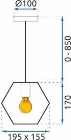 Toolight, závěsné svítidlo 1xE27 APP1131-1CP, černá-zlatá, OSW-40003