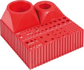 Plastový box pro ukládání šestihranných klíčů 2–10 mm, modul 5x5, 8 dutin, červená